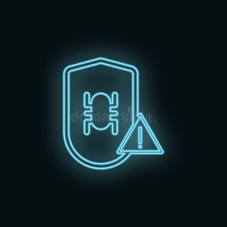 Virus, Shield, Problem, Neon, Icon. Web Development Vector Icon Stock ...