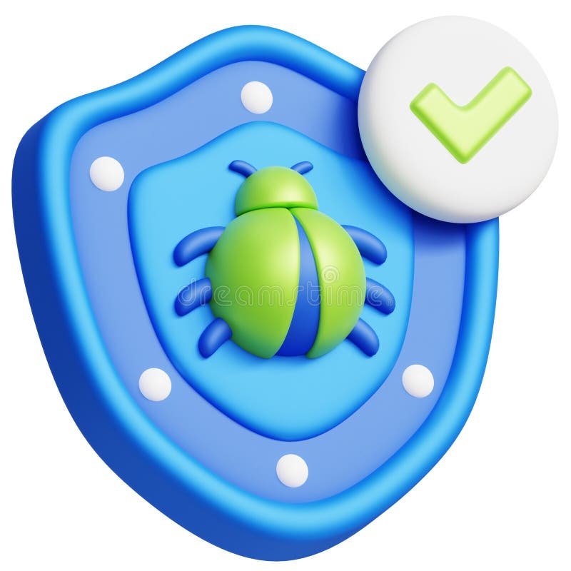 Virus Shield and Protection 3D Icon Stock Illustration - Illustration ...