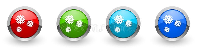 Virus Silver Metallic Glossy Icons, Bacteria, Pathogen, Infection ...