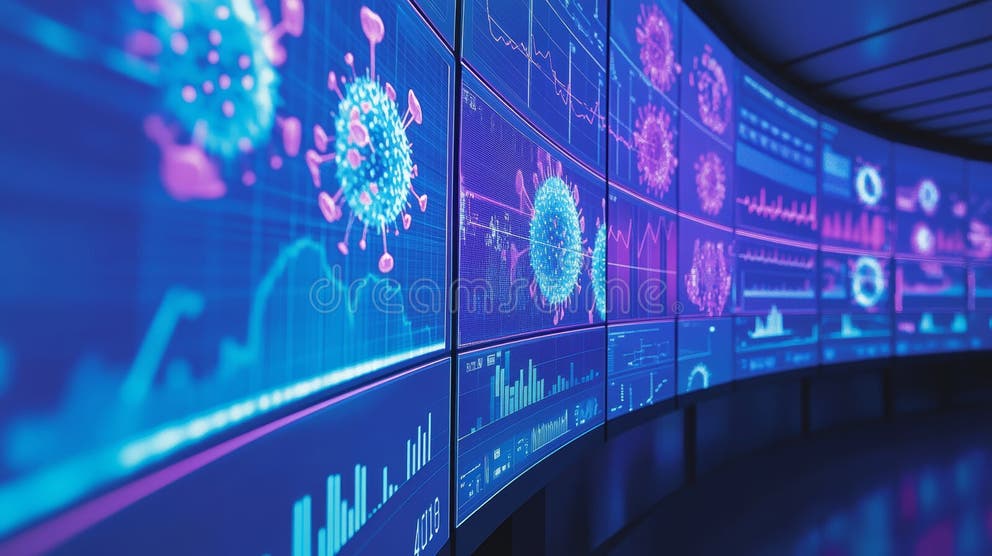 Virus Simulation Visualized Advanced Research in a BlueHued HighTech ...