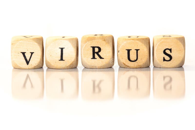 Virus Spelled Word, Dice Letters with Reflection Stock Image - Image of ...