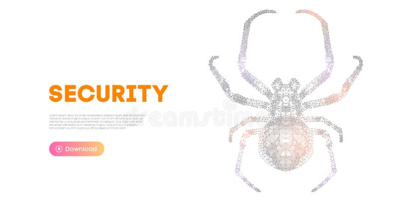 Virus Spider in Low Poly Style on Blue Background. Cybercryme ...