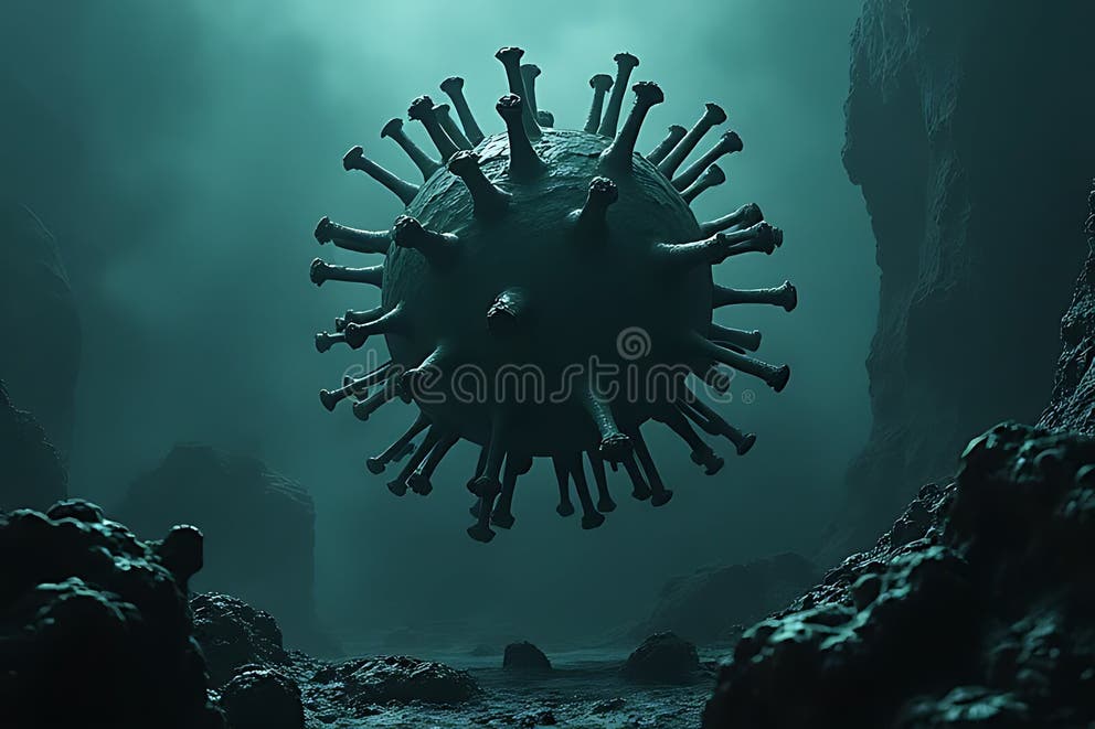 Virus Spread Simulation Dark Lab Environment 3d Rendering Scientific ...