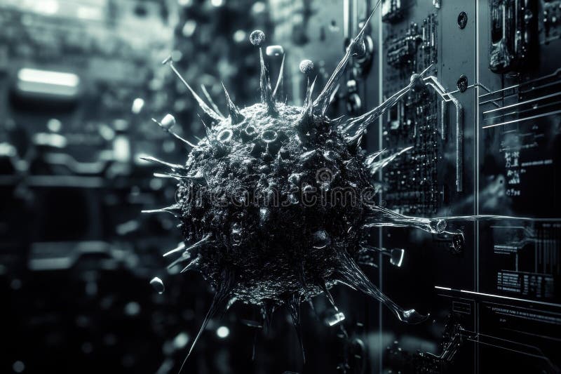 Visual Representation of a Virus Interacting with Technology in a ...