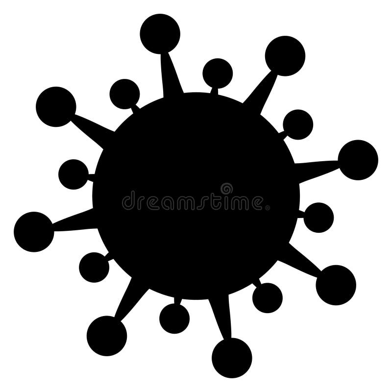 Virus Symbol, Black and White Shape Silhouette Icon Isolated on White ...
