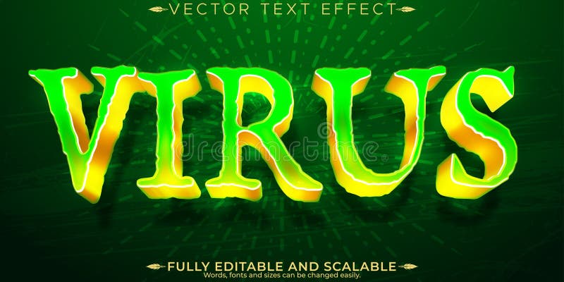 Virus Text Effect, Editable Toxic and Biology Text Style Stock Vector ...