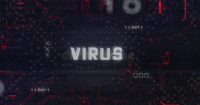 Virus Text Image Over Digital Circuit Board Background With Binary Code Stock Image Image Of