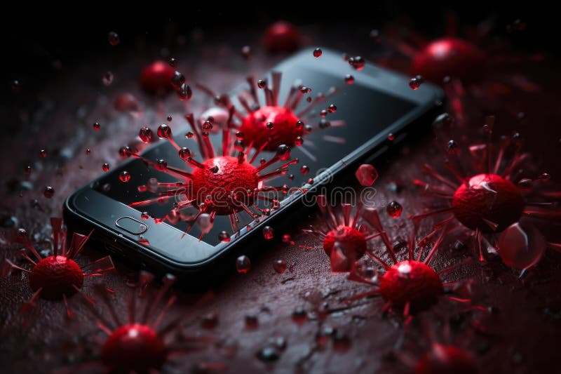 Virus Threat Detected on Smartphone. Stock Illustration - Illustration ...