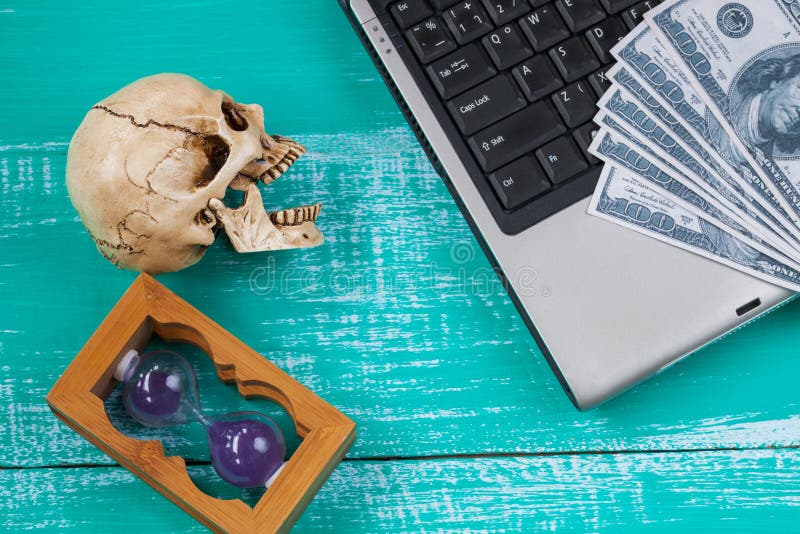 Virus To My Computer and Skull Meaning of Danger Stock Photo - Image of ...