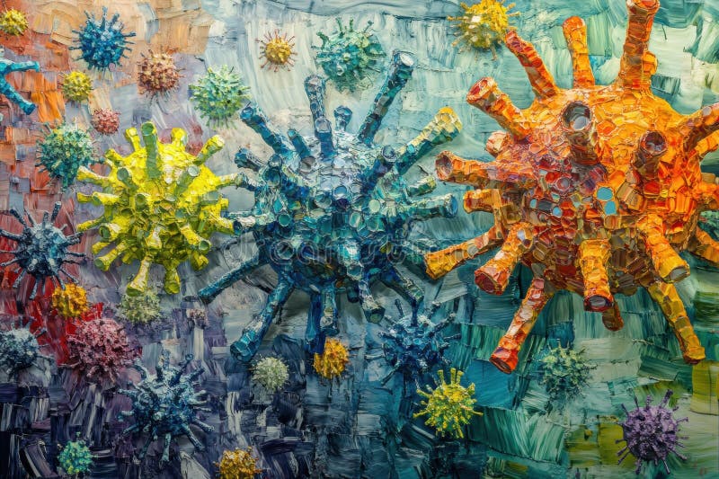 Virus Transformation and Mutation Depicted through Colorful Abstract ...