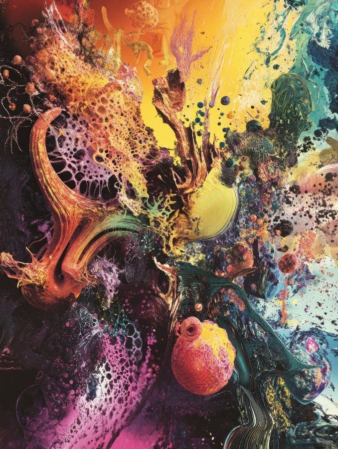 Virus Transformation and Mutation Depicted through Vibrant Colors and ...