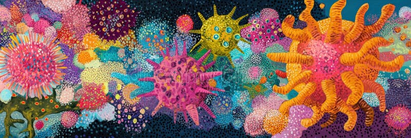 Virus Transformation and Mutation in Vibrant Colors Showcasing Diverse ...