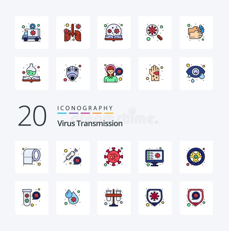 20 Virus Transmission Line Filled Color Icon Pack Like Hazard Virus ...