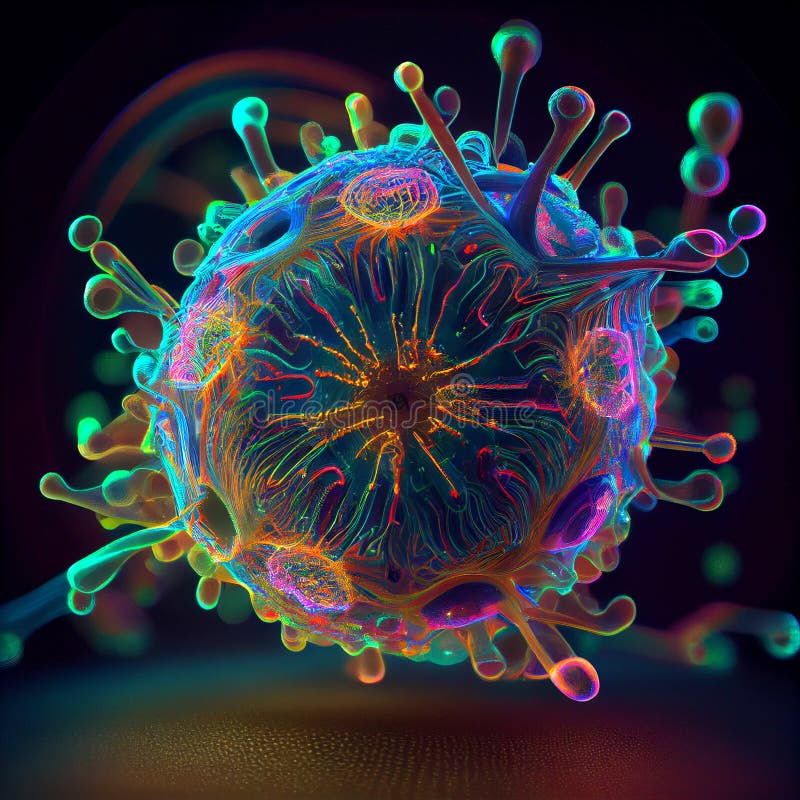 Virus Under Microscope, Generative Ai Stock Illustration - Illustration ...
