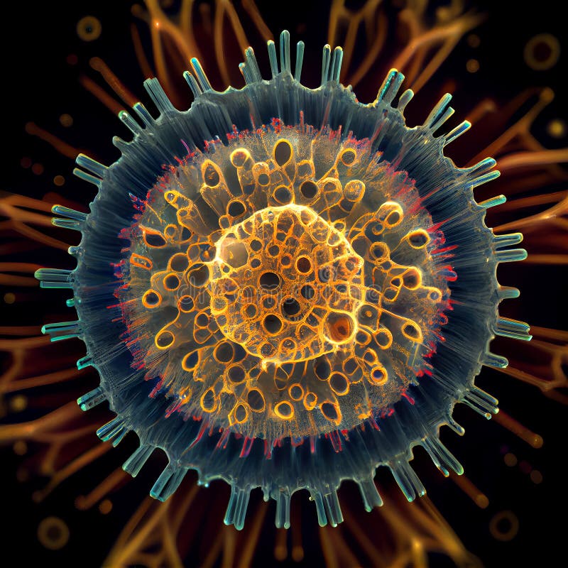 Virus Under Microscope, Generative Ai Stock Illustration - Illustration ...