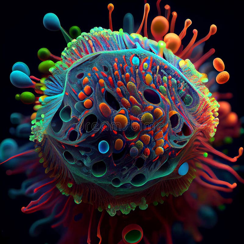 Virus Under Microscope, Generative Ai Stock Illustration - Illustration ...