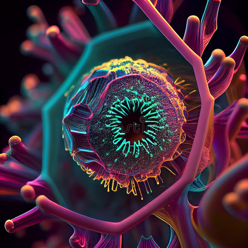 Virus Under Microscope, Generative Ai Stock Illustration - Illustration ...