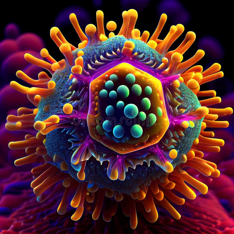Virus Under Microscope, Generative Ai Stock Illustration - Illustration ...