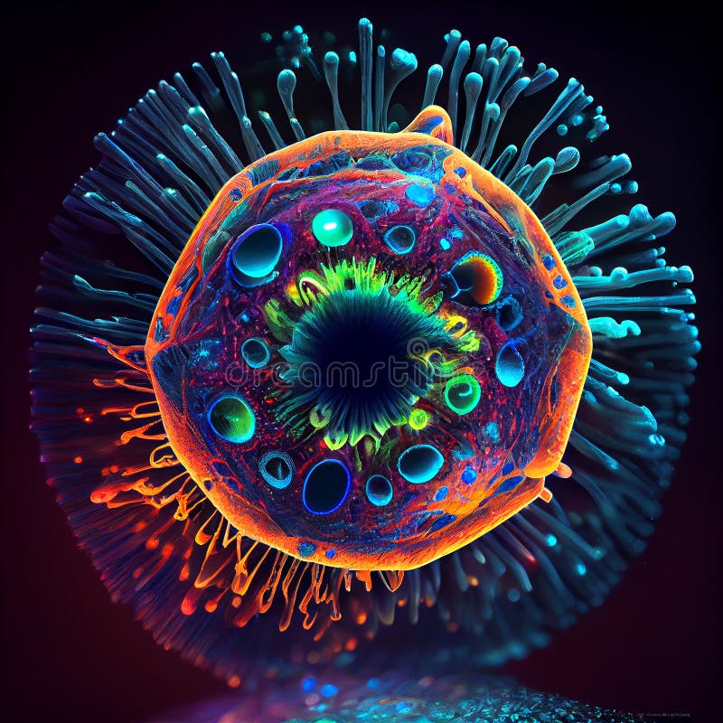 Virus Under Microscope, Generative Ai Stock Illustration - Illustration ...