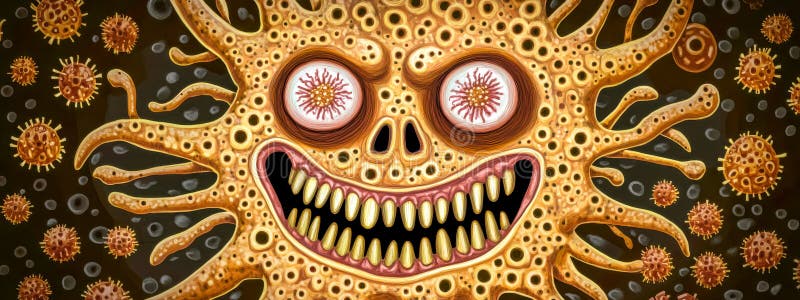 Virus Under Microscope Showing Its Scary Face and Teeth Stock ...