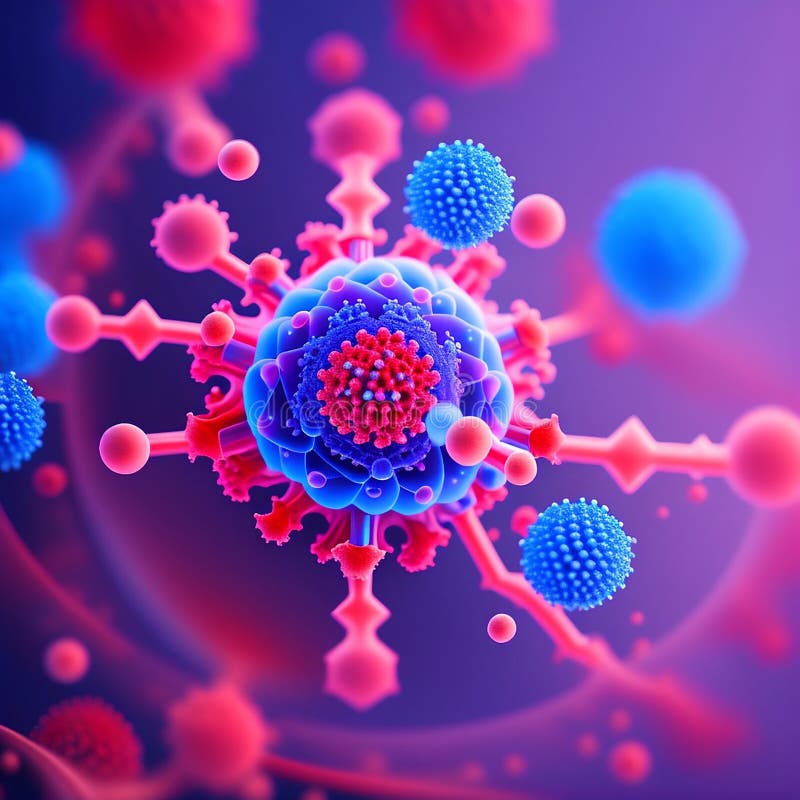 Virus under a microscope stock illustration. Illustration of infection ...