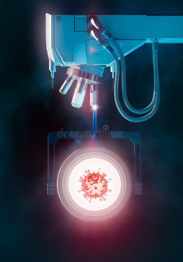 Virus Under Optical Electron Scanning Microscope Stock Illustration ...