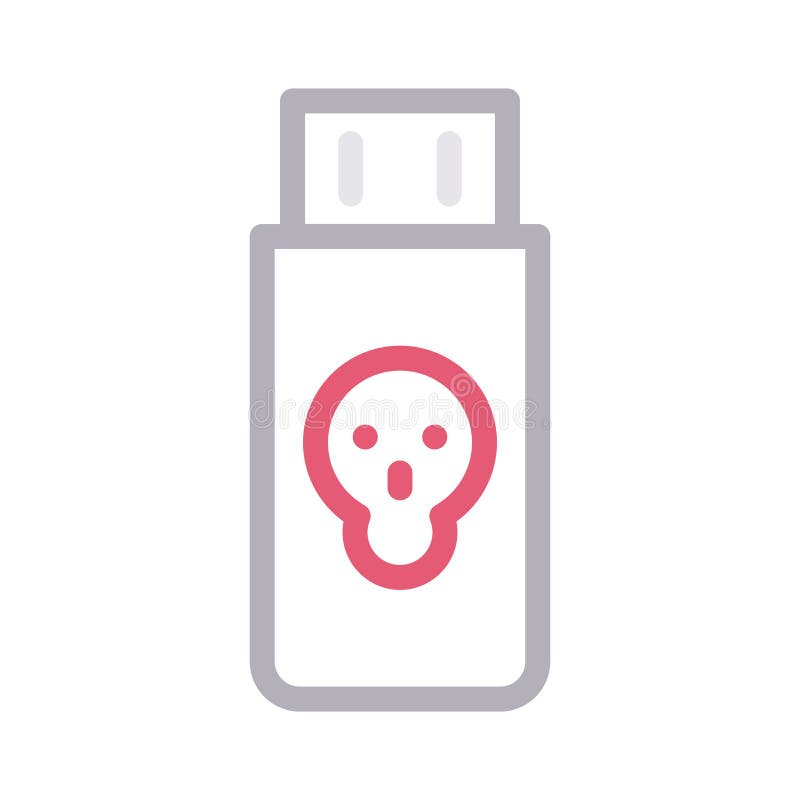 Virus Usb Thin Color Line Vector Icon Stock Vector - Illustration of ...