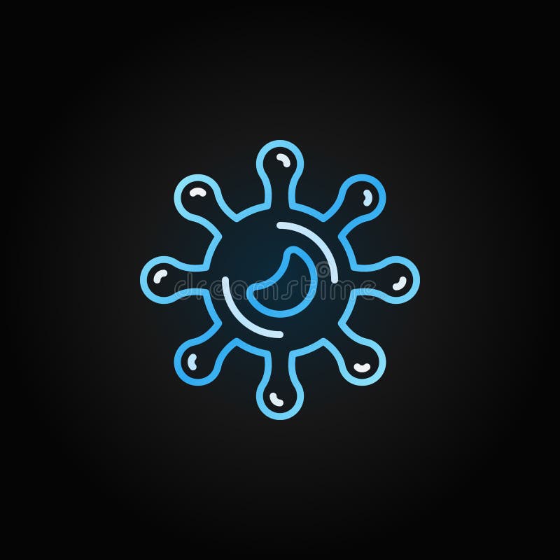 Virus Vector Blue Icon in Linear Style on Dark Background Stock Vector ...
