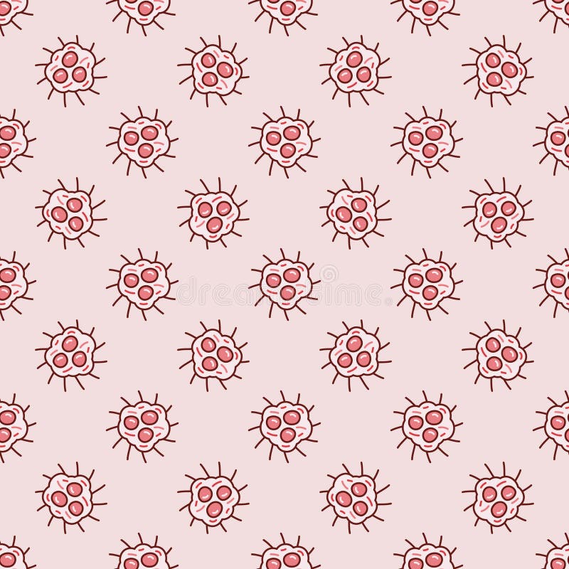 Virus Vector Parasite Concept Thin Line Creative Red Seamless Pattern ...