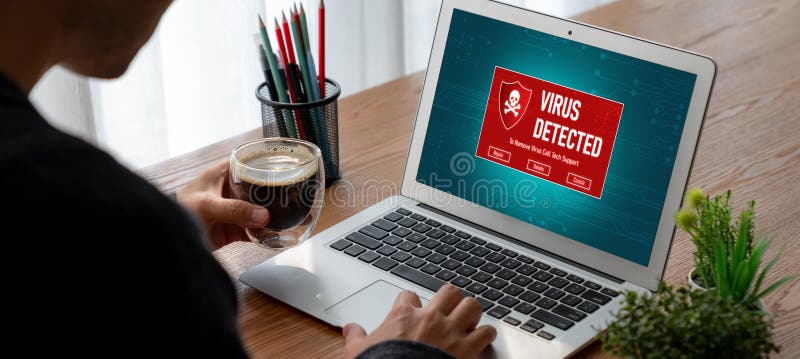 Virus Warning Alert on Computer Screen Detected Modish Cyber Threat ...