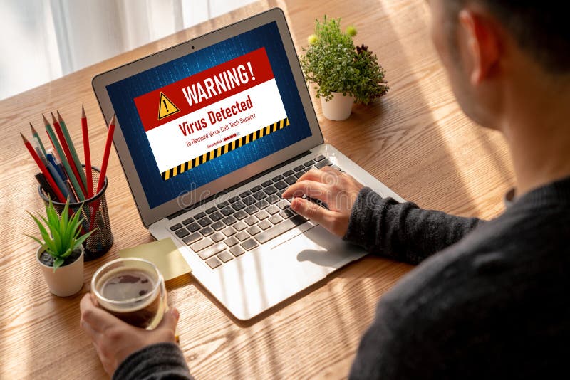 Virus Warning Alert on Computer Screen Detected Modish Cyber Threat ...