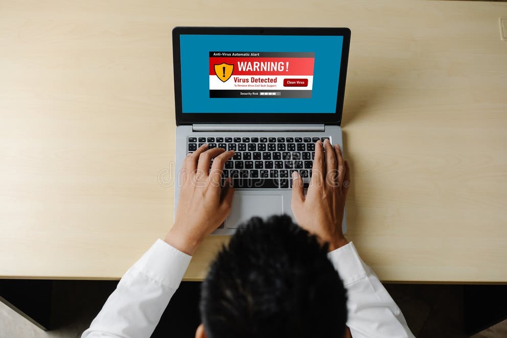 Virus Warning Alert on Computer Screen Detected Modish Cyber Threat Stock Photo - Image of ...