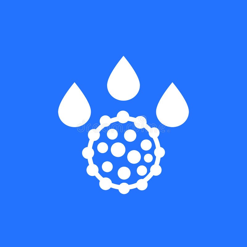 Virus and Water Drops Icon, Vector Sign Stock Vector - Illustration of ...