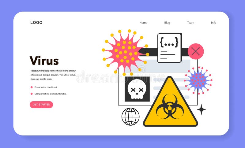 Virus Web Banner or Landing Page. Malicious Software, Computer Stock ...