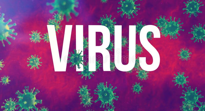 Virus. White Text in Virus Environment. Bacteria of Viruses Under the ...
