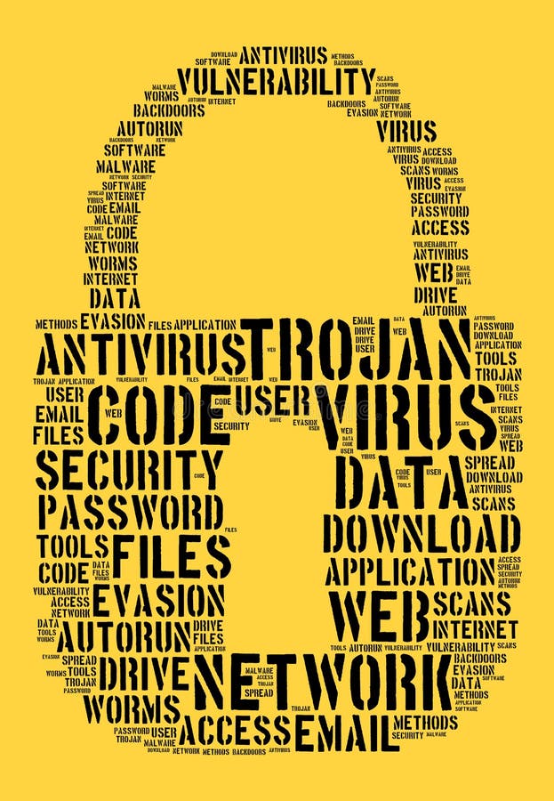 Virus word cloud concept stock illustration. Illustration of trojan ...