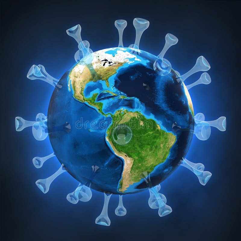 Virus with World Map Illustration Stock Illustration - Illustration of ...