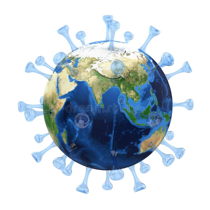 Virus with World Map Illustration Stock Illustration - Illustration of ...