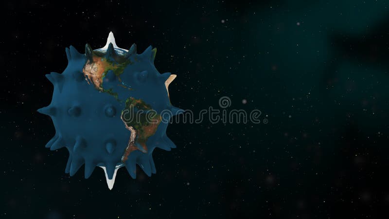 The Planet Earth Transforms To the Virus and Turns Around in the Blue ...
