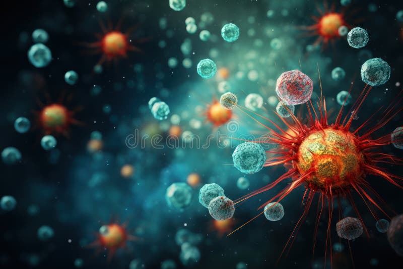 Viruses and Bacteria on an Abstract Background Stock Illustration ...