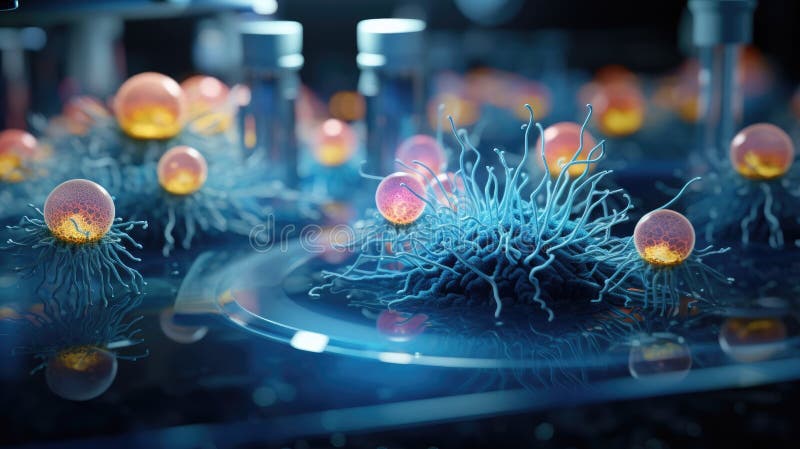 Viruses and Bacteria Under a Microscope in a Medical and Research ...