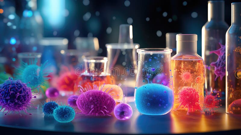 Viruses and Bacteria Under a Microscope in a Medical and Research ...