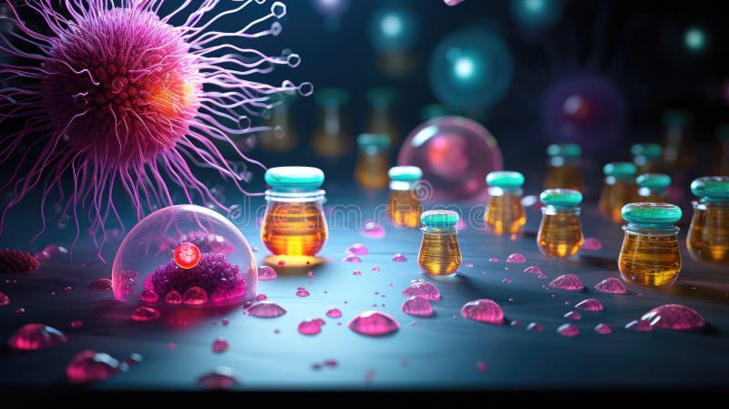 Viruses and Bacteria Under a Microscope in a Medical and Research ...