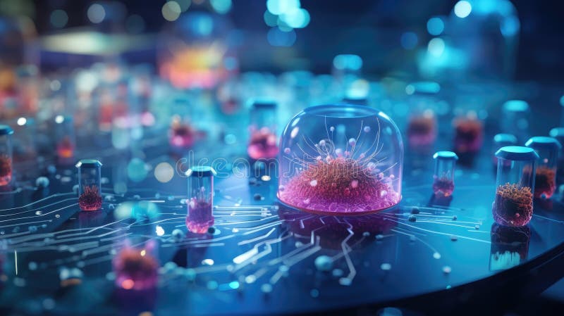 Viruses and Bacteria Under a Microscope in a Medical and Research ...