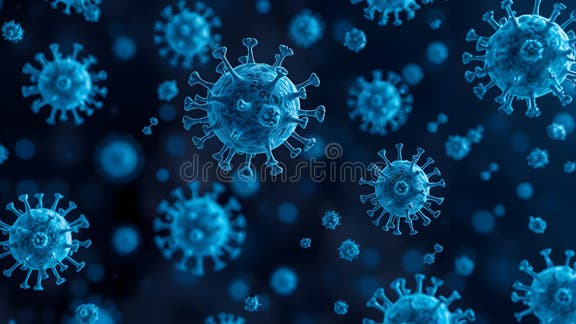 Viruses in the Blue Color Spectrum Stock Illustration - Illustration of ...