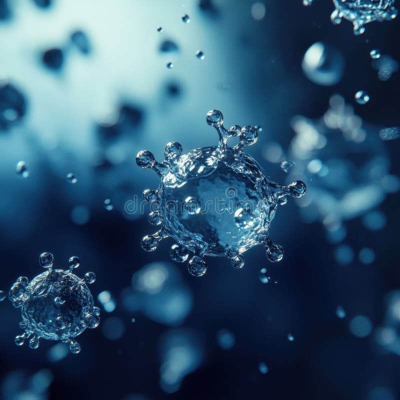 Viruses Suspended in Water Droplets As Seen Under Microscopic ...