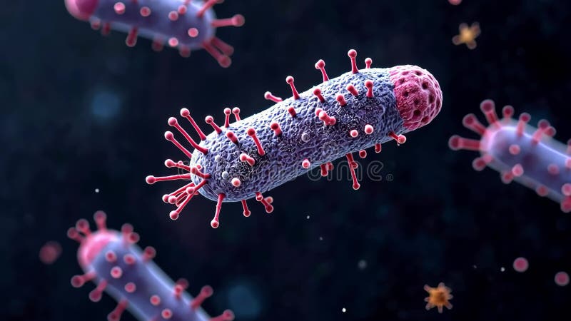 Viruses and Germs Moving on Black Background, Abstract Animation. AI ...