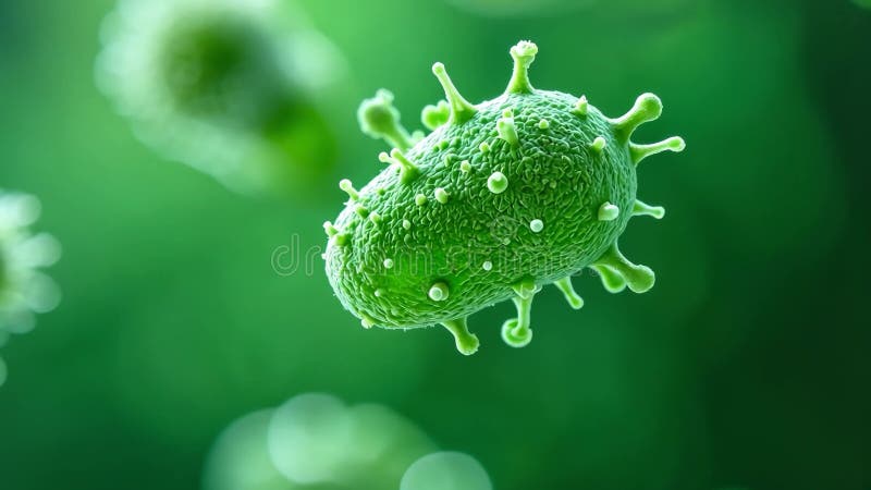 Viruses and Germs Moving on Green Background, Abstract Animation. AI ...