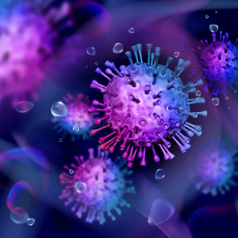 Viruses in the Human Body. Vector Image on a Purple Background Stock ...