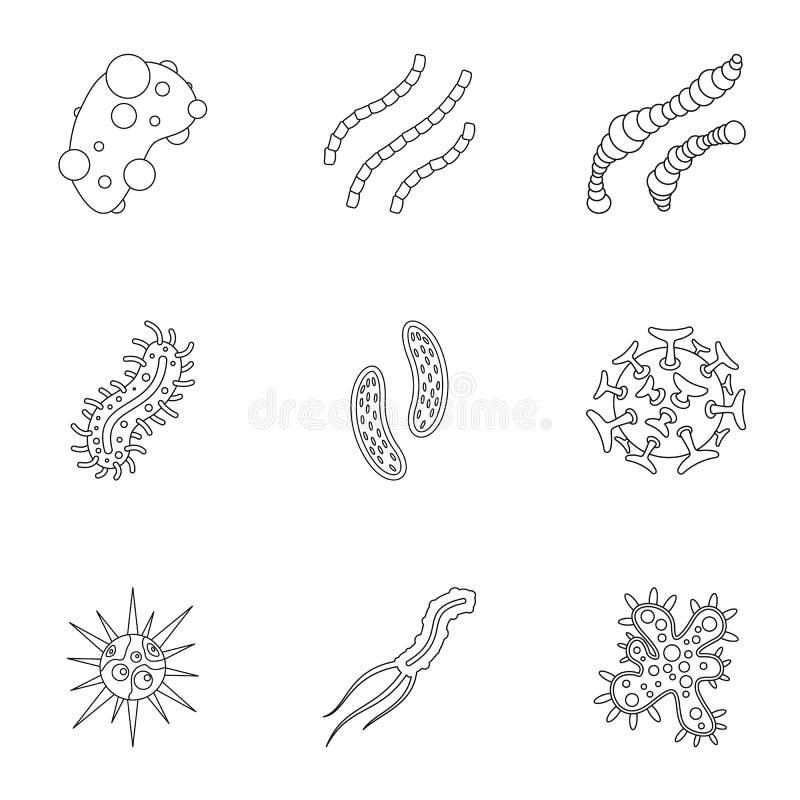 Viruses Icons Set, Outline Style Stock Vector - Illustration of ...
